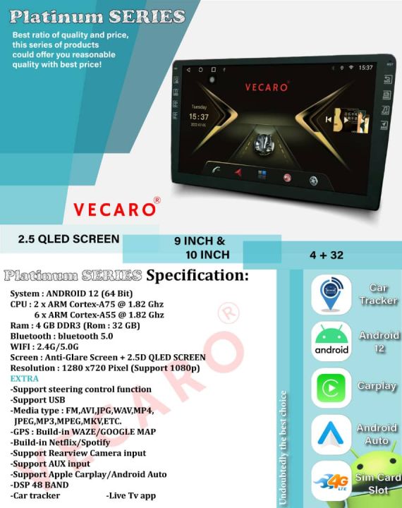Vecaro Platinum Series 4+32 Android Car Player | Lazada