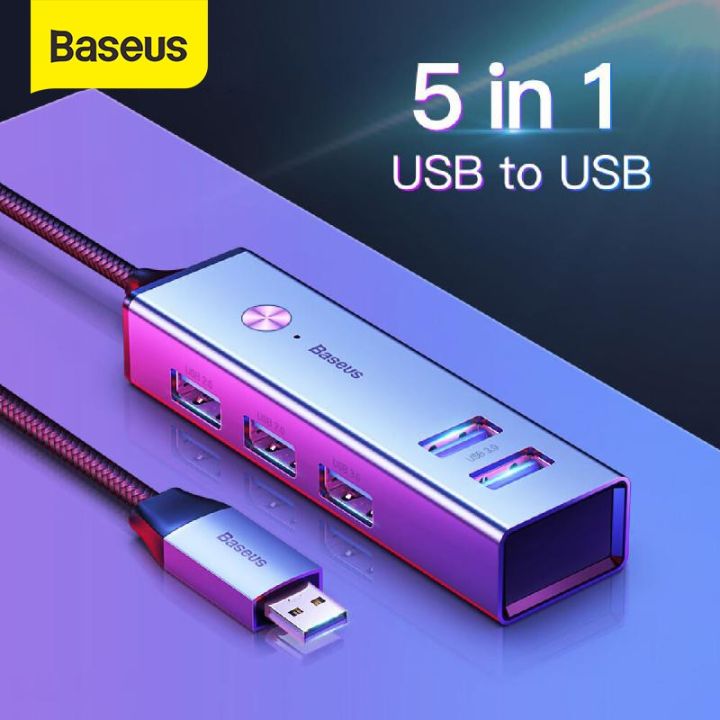 BASEUS USB Ports USB Hub Type-C to USB3.0 x 3 + USB2.0 x 2 Hub Adapter ...