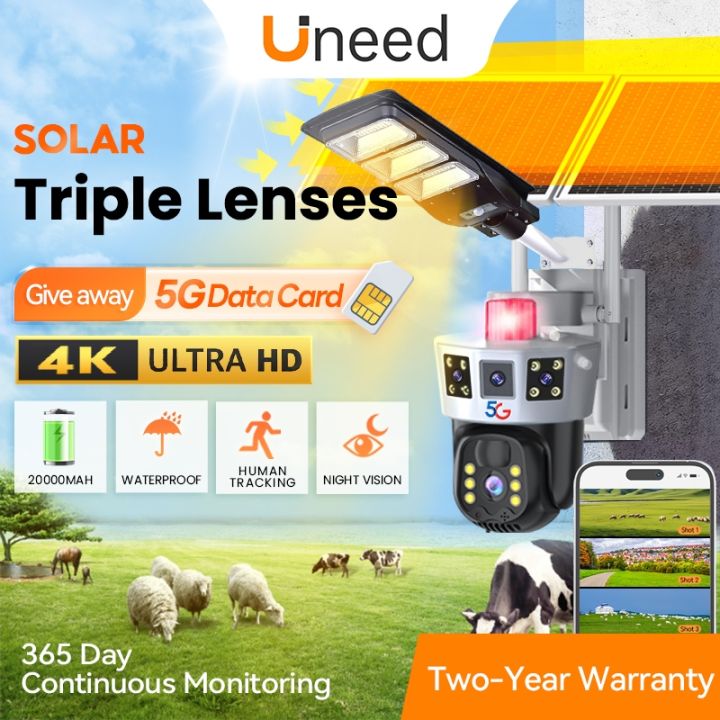 UNEED Solar Outdoor CCTV Camera 5G No WIFI Needed Waterproof Wireless ...