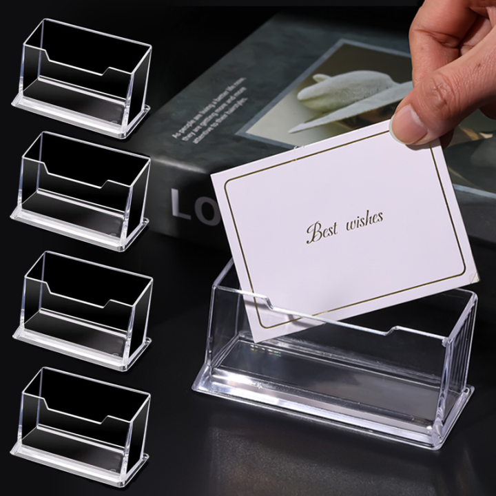 Clear Office Desk Business Card Box Acrylic Storage Display Stand Large ...