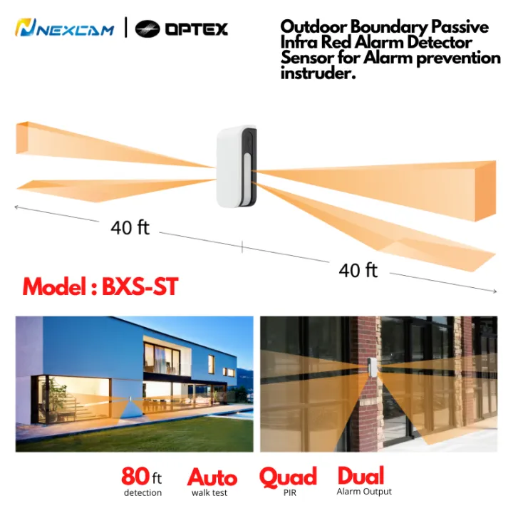 OPTEX BXS-ST BOUNDARY GUARD OUTDOOR PIR DETECTOR FOR WINDOW, SLIDING ...