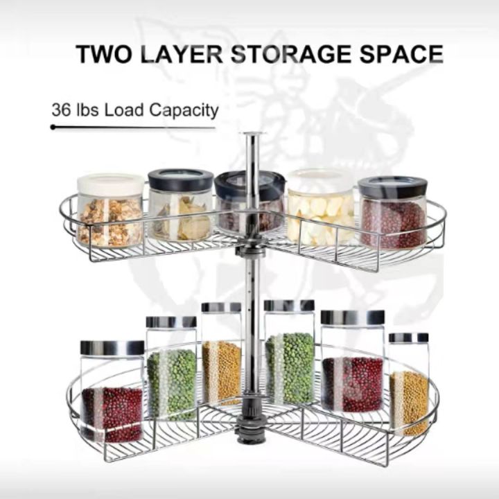 Kitchen Basket Iron Steel Wire Rotating Corner Cabinet Lazy Susan 270 ...