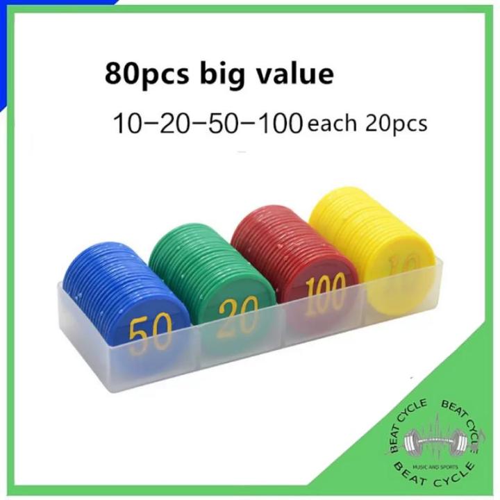 Plastic Poker Chips Set Golden Printed Numbers in Plastic Clear Case ...