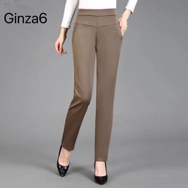 Ginza6 Plus Size High Waist Elastic Garterized Stretchable Slacks Pants ...