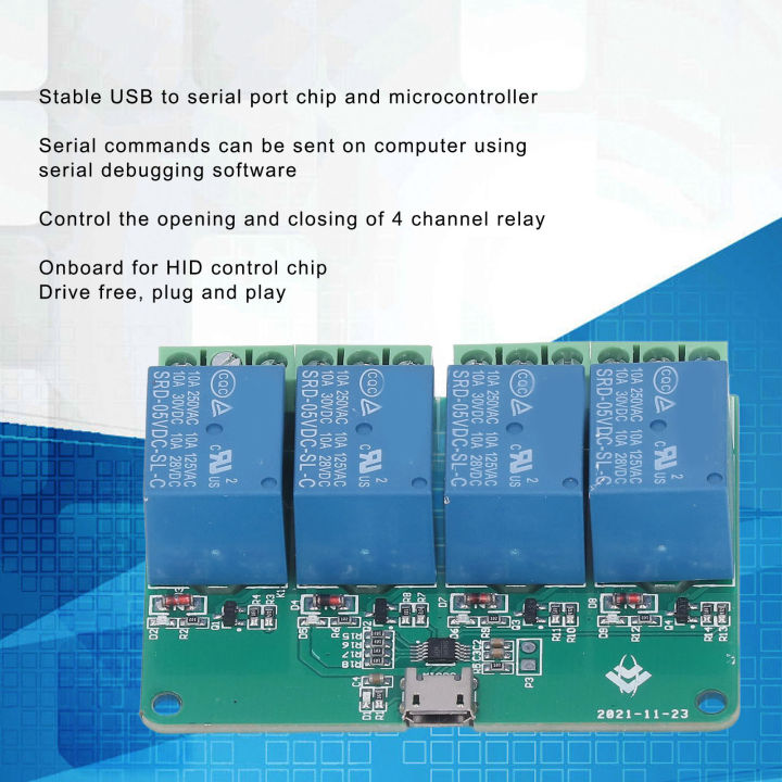 ERYUE PC Intelligent Control Switch 4 Channel Relay Module 5V USB Relay ...