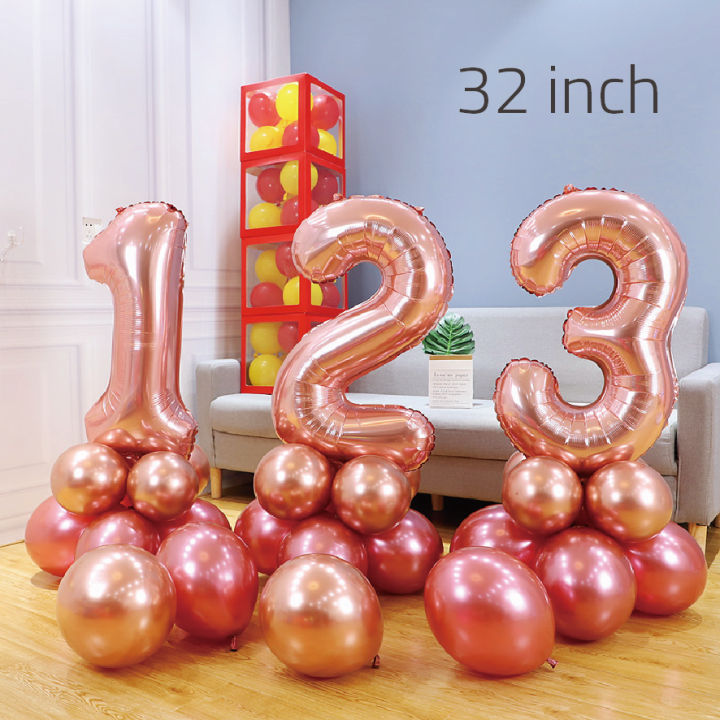 32 inches Rose Gold Number 0-9 Foil balloons birthday balloons wedding ...
