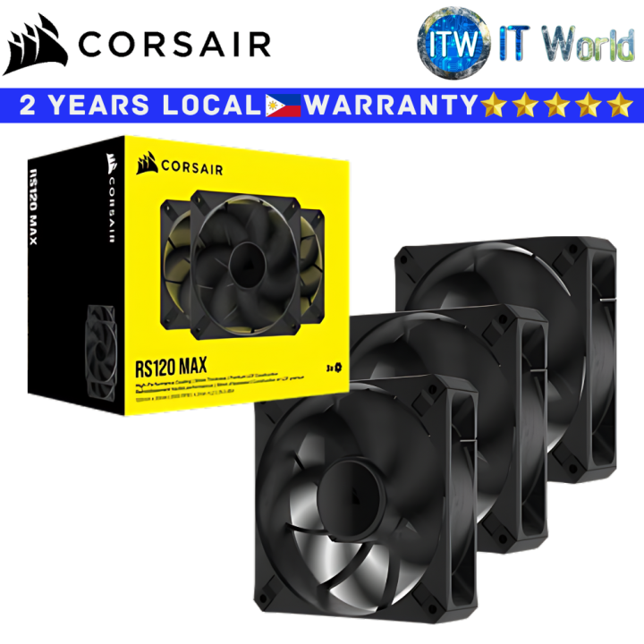 Itw | Corsair PC Fan RS120 Max Black 120mm PWM Thick Fans - Triple Pack ...