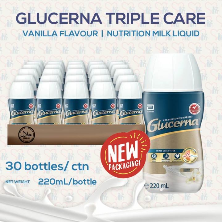 [Carton of 30] Glucerna Triple Care 220ml - Milk for Diabetes Diabetics ...