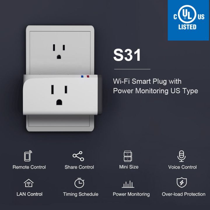 SONOFF S31/S31 Lite US 15A Plug Wi-Fi Smart Socket Switch Remote Control Via eWeLink Home ...