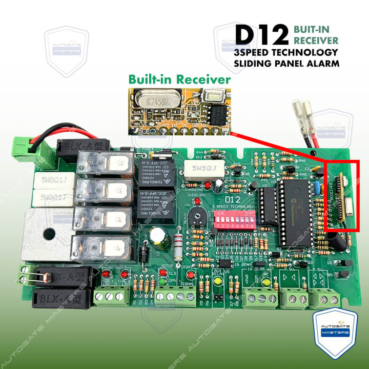 D12 BUIT IN RECEIVER / REMOTE 2CH 433MHZ Auto Gate DC 3 Speed Sliding ...