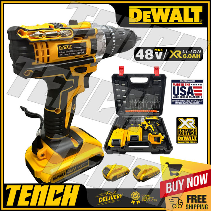 DeWalt Cordless Hand Drill with 2 Li-ion Batteries and Accessories Kit ...