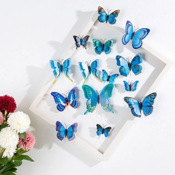 12Pcs Double layer 3D Butterfly Wall Sticker on the wall Home Decor ...