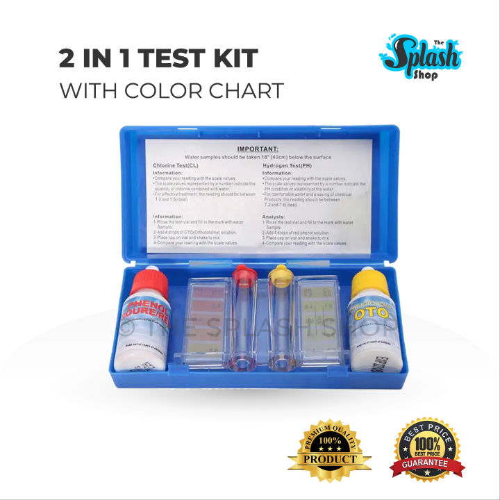 𝐒𝐏𝐋𝐀𝐒𝐇 - 2in1 Test Kit With Colour Chart For Swimming Pool | Lazada