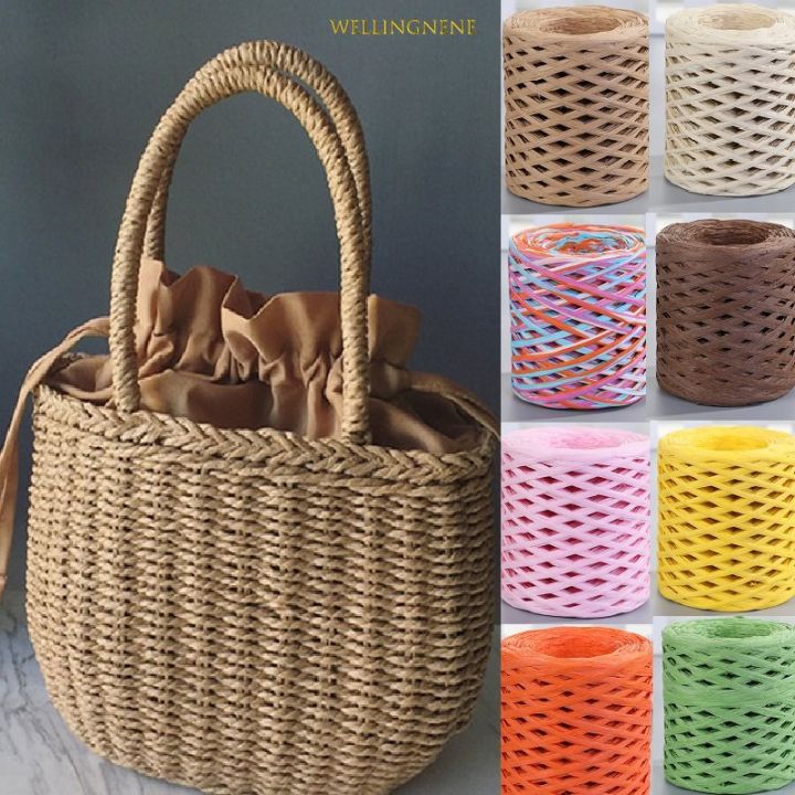 200m Natural Raffia Straw Yarn Hand-knitted Crocheting Grass Paper Rope ...