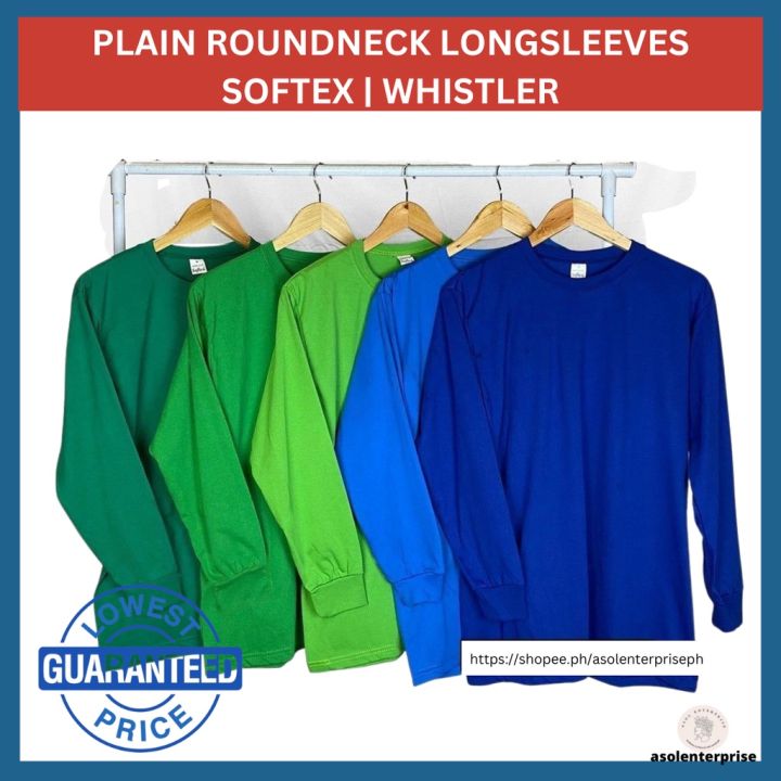 Plain Round Neck Long Sleeves Softex Whistler Royal Blue Sky Blue Apple ...