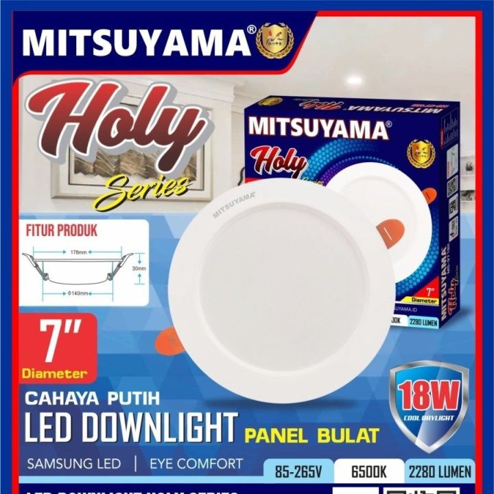 LAMPU DOWNLIGHT PLAFON LED BULAT 18 WATT MITSUYAMA HOLY CAHAYA PUTIH IB ...