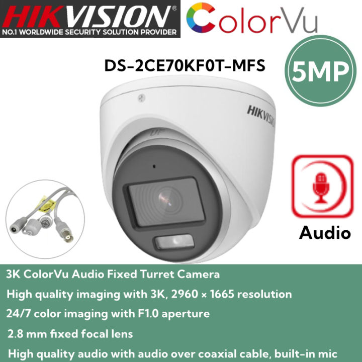 Hikvision CCTV Camera 5MP 3K HD ColorVu With Audio Analog Camera Smart ...
