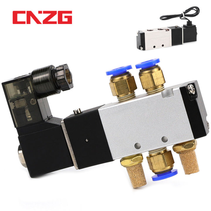 4V110-06 Solenoid Pneumatic Air Valve 5 Way 2 Position 1/8" BSPT AC220V AC110V DC24V DC12V ...