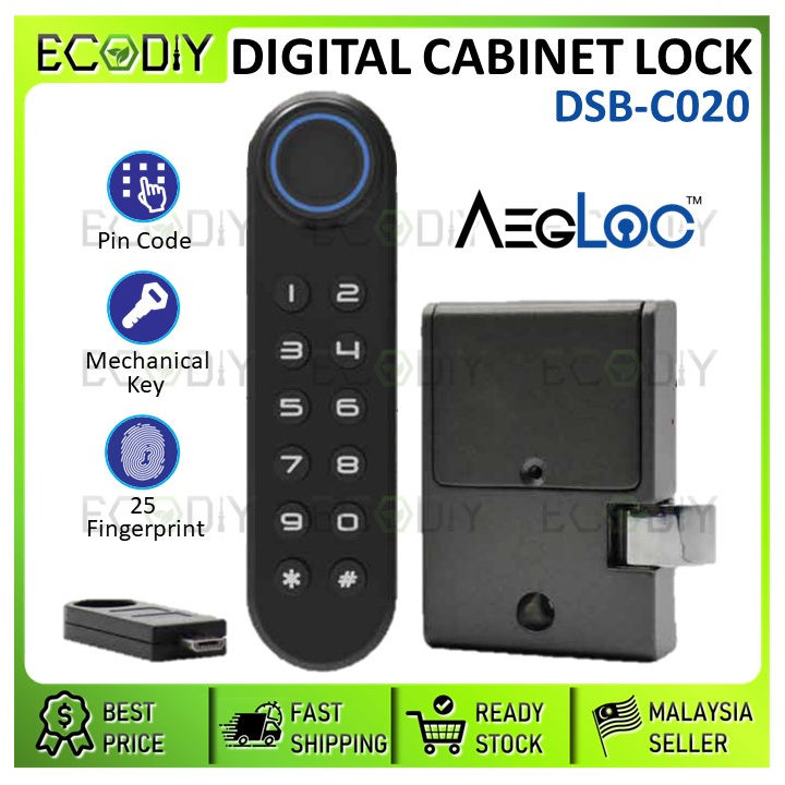 ECODIY🇲🇾AEGLOC Digital Cabinet Lock AEG-SDL-C020 - Fingerprint Cabinet ...