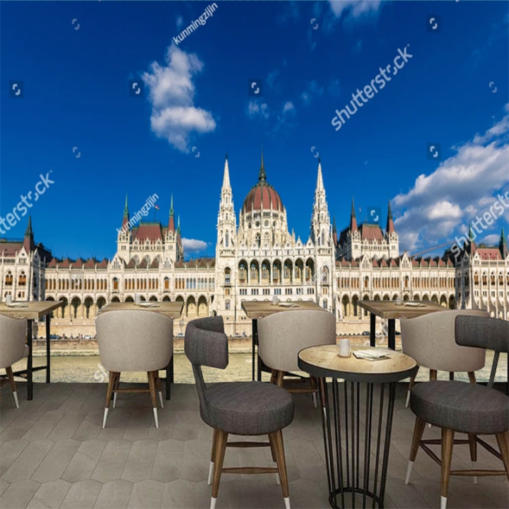 White Castle Building Blue Sky White Clouds Sea Photo Wallpaper for ...