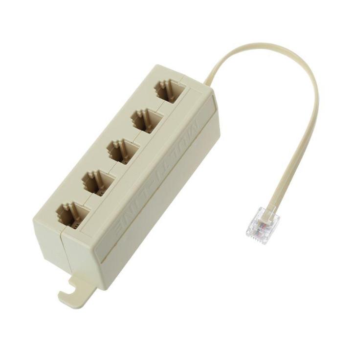 RJ11 Jack 5 Way Outlet Telephone Phone Modular Line Splitter Plug ...
