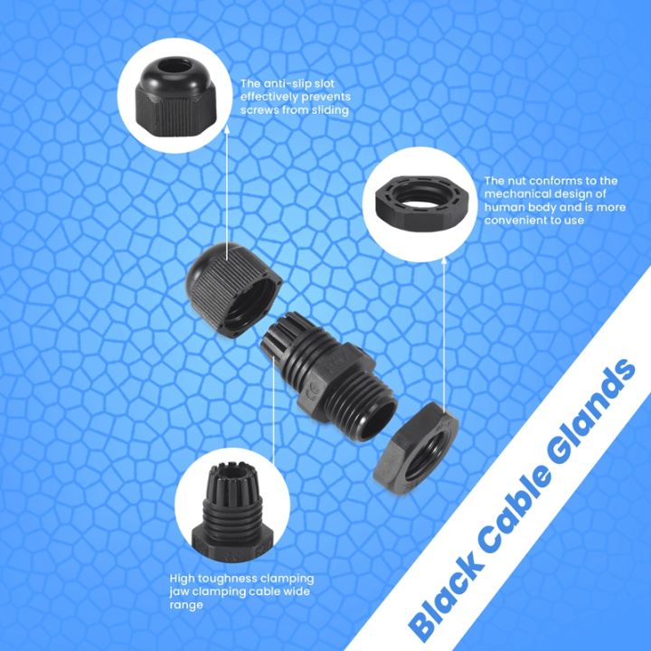 20 Pieces Black Plastic Waterproof Cable Gland Connector PG7 | Lazada.co.th