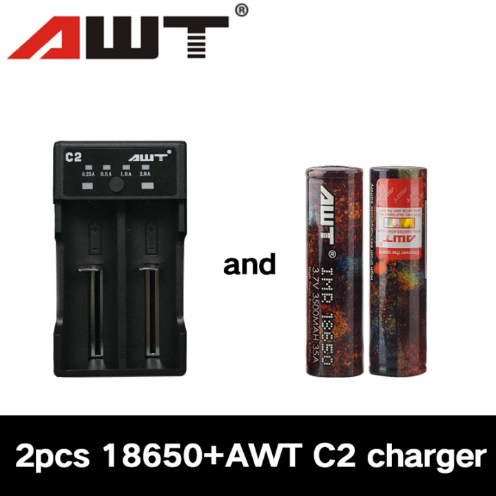 AWT 18650 3500mah 35A Rainbow battery With AWT C2 li-ion battery ...