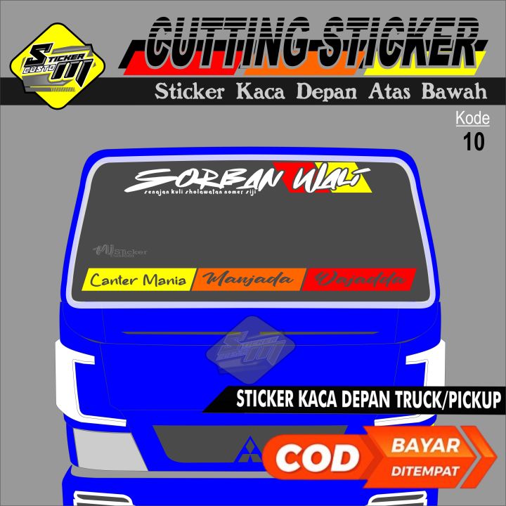 STICKER KACA DEPAN TRUCK/PICKUP ATAS DAN BAWAH (BISA CUSTOM) SP 10 ...
