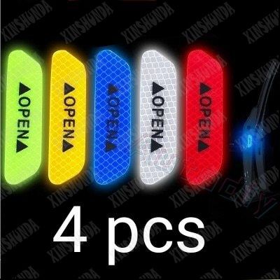 XSD 4pcs Car OPEN Reflective Sticker universal warning mark reflective ...