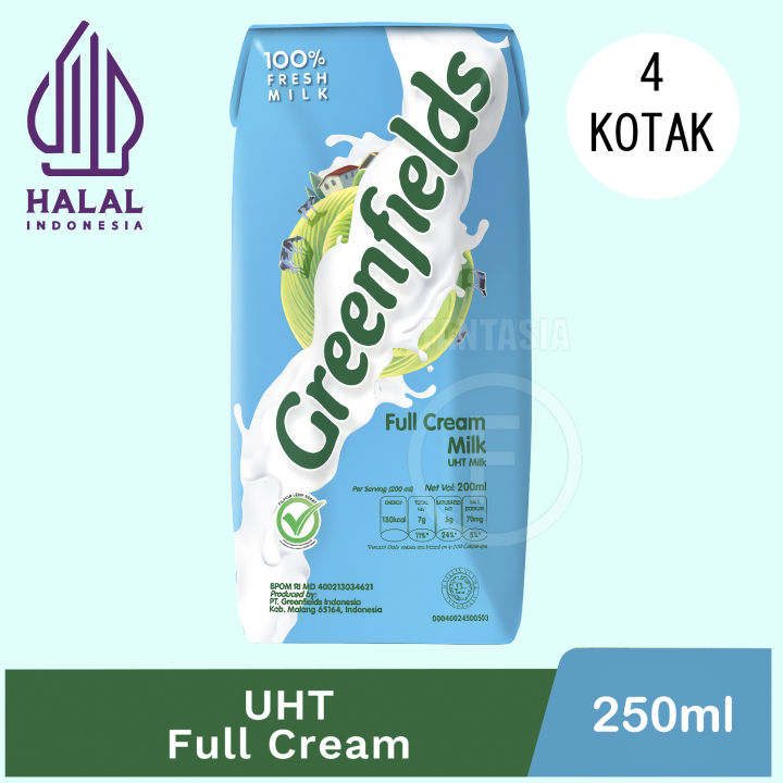 GREENFIELDS SUSU UHT 250 ML PACK ISI 4 KOTAK FULLCREAM FANTASIA ...
