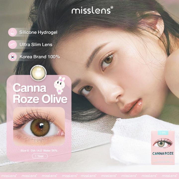 Misslens/IDOLLENS IDOLLENS รุ่น Canna Roze olive (รายปี) ค่าสายตา 0.00 ถึง -10.00 | Lazada.co.th