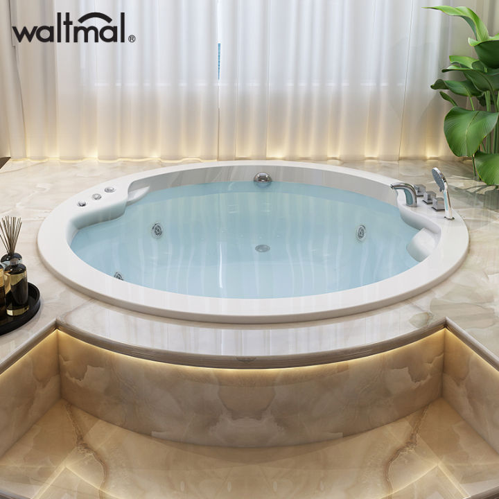 Waterma circular embedded bathtub household acrylic jacuzzi tub couples ...