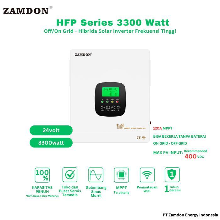 ZAMDON SOLAR INVERTER HYBRID FREKUENSI TINGGI 4KVA 3.3KW 24V – MPPT ...
