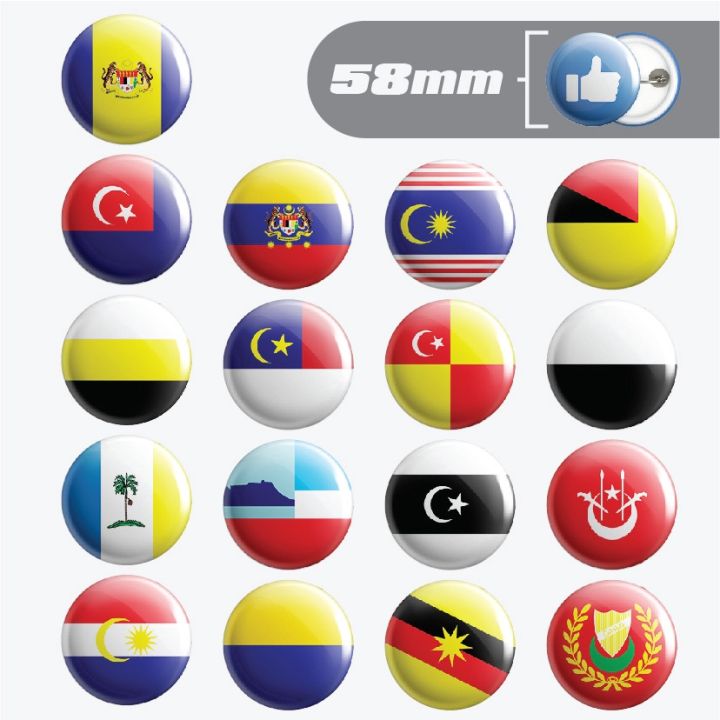 Button Badge Malaysia State 58mm Pin door gift education Malaysia flag ...