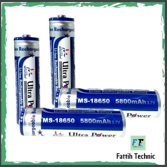 Baterai Ultra power 5800 Mah Mitsuyama MS-18650 3.7V Battery Li-ion Ultra Rechargeable By Fattih ...