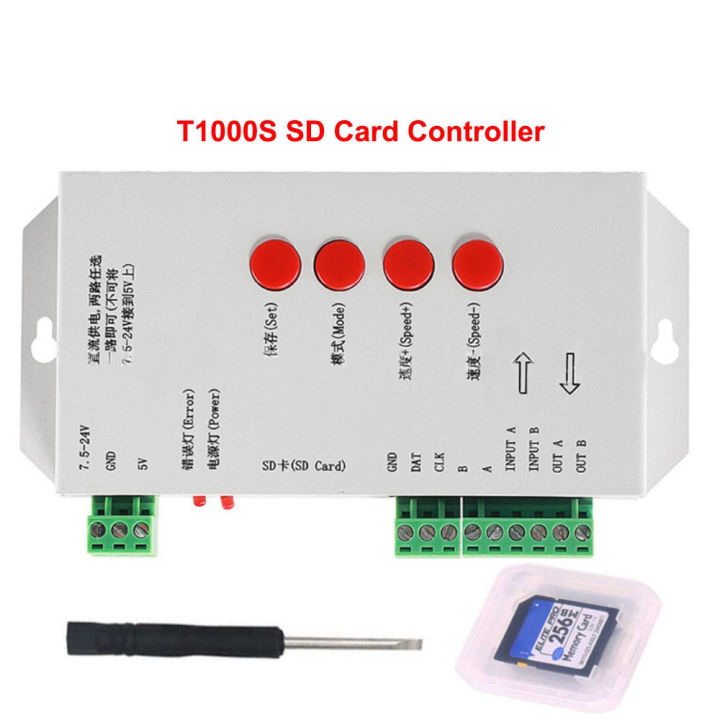T1000s Sd Card Rgb Led Controller 2048pixels For Ws2801 Ws2811 Ws2812b