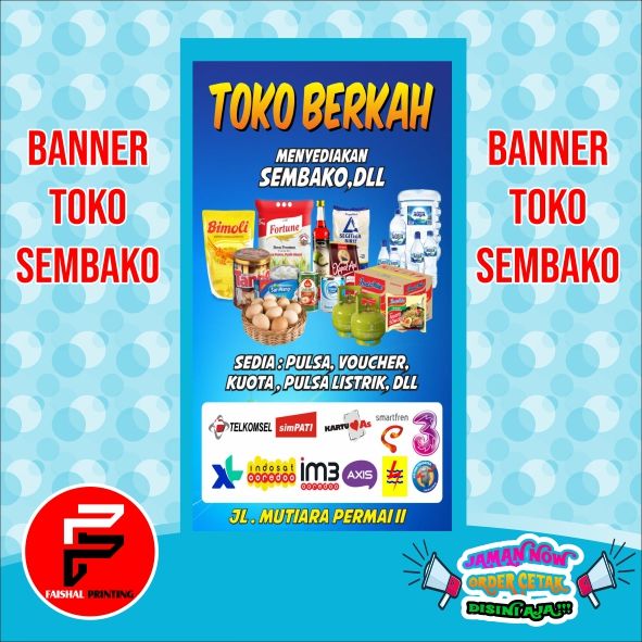 Banner Warung Sembako / Spanduk Toko Sembako / Spanduk Grosir / Spanduk Custom Ukuran 50 x 100 ...