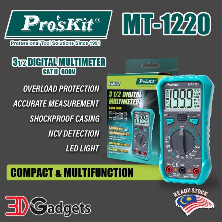 Pro'sKit MT-1210 / MT-1220 Compact Digital Multimeter for FDM 3D Printer Check Diagnose Voltage ...