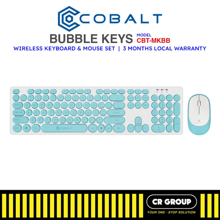 Cobalt Bubble Keys Wireless Keyboard and Mouse Set 104 Keys with 1 USB ...