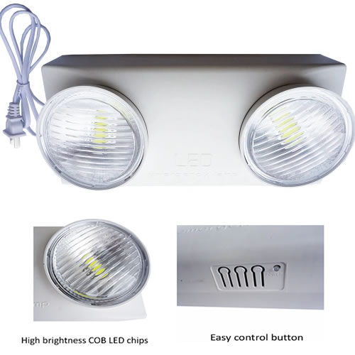 LED emergency light with adjustable twin heads wall mounted, Emergency ...