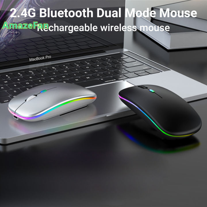 Mouse 2.4G Silent laptop Wireless Rechargeable 1600 DPI RGB LED Backlit ...