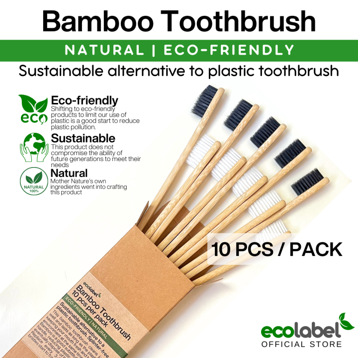 Eco-Friendly Bamboo Toothbrush 10pcs per pack 100% Biodegradable ...