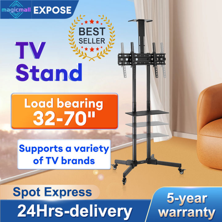 Adjustable Heavy-Duty TV Bracket With Tray Portable TV Trolley Stand ...