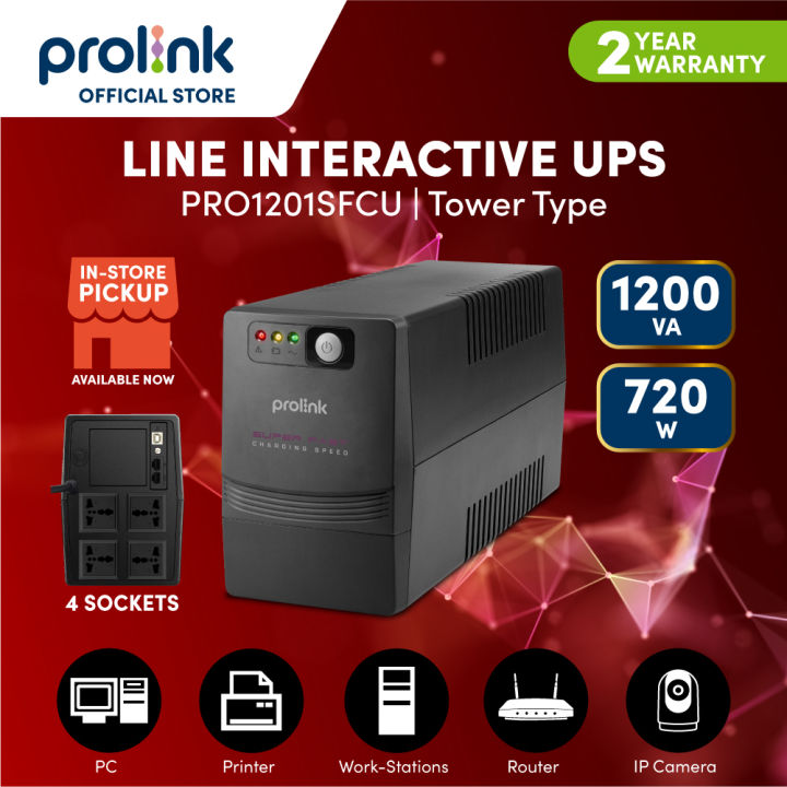 Prolink 1200VA/720W UPSPower Backup with AVR for Computer/Modem/Router ...