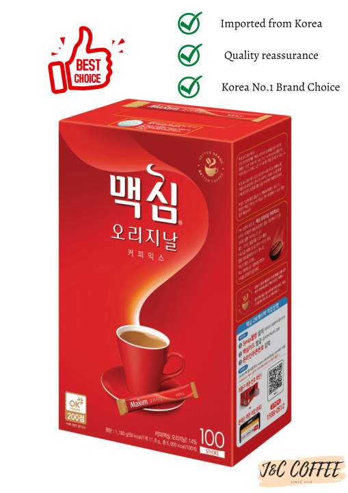 Korea MAXIM - Original Instant Coffee Mix (3 in 1) - [100 sachets/box ...