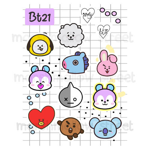 bt21 new chibi 21 sticker sheet | Lazada PH