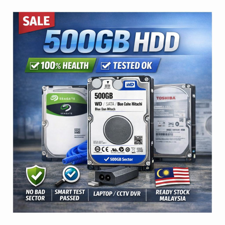 500GB 2.5” SATA HDD – 100% Health – Seagate / WD / Toshiba – Laptop ...