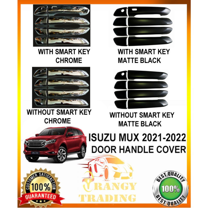 All New Isuzu MUX 2021 to 2023 With or W/out Smart key Door handle cover Matte black / Chrome ...
