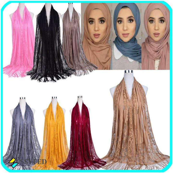 SSVFED Premium Quality Super Stretch Luxury Headscarf Shawl Women Girls ...