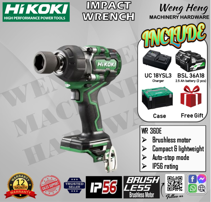 100% Genuine Hitachi/ Hikoki MUTLI VOLT (36V series) IP56 Brushless Cordless Impact Wrench ...